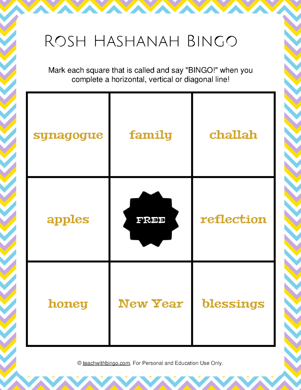 Rosh Hashanah Bingo🍯 Printable Bingo Cards | TeachwithBingo.com